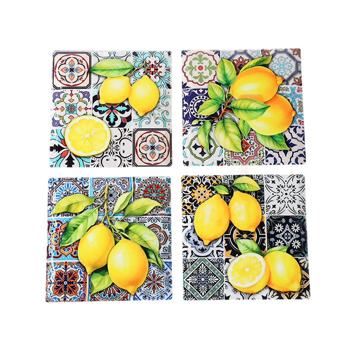 Coasters x 4 - Square Lemons 2 – Carbea Imports